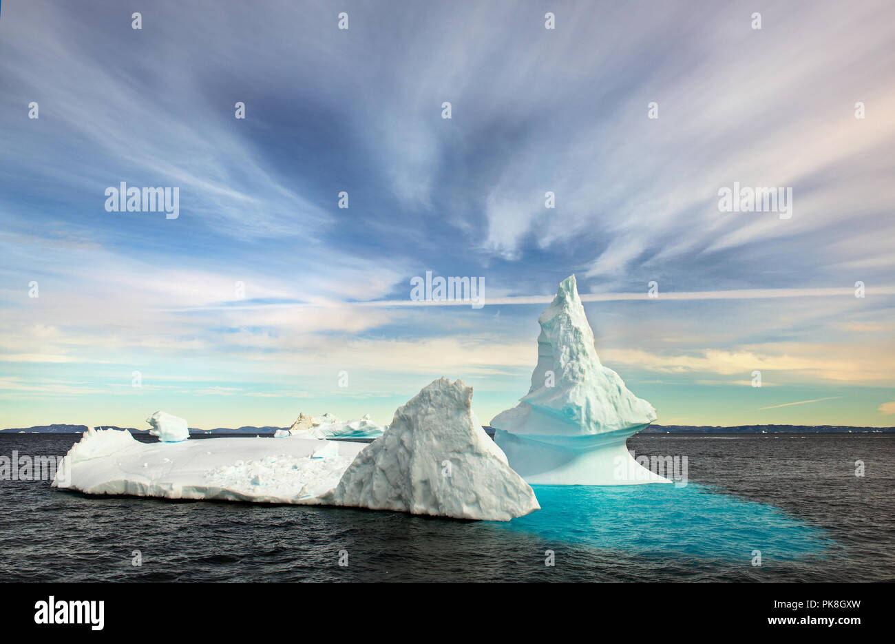 Iceberg floating in the water off the coast of Greenland. Nature and ...