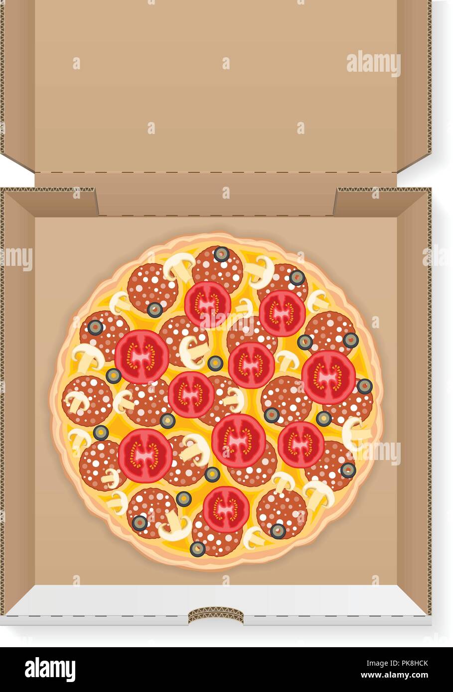 Cardboard box with pizza on a white background Stock Vector Image & Art ...