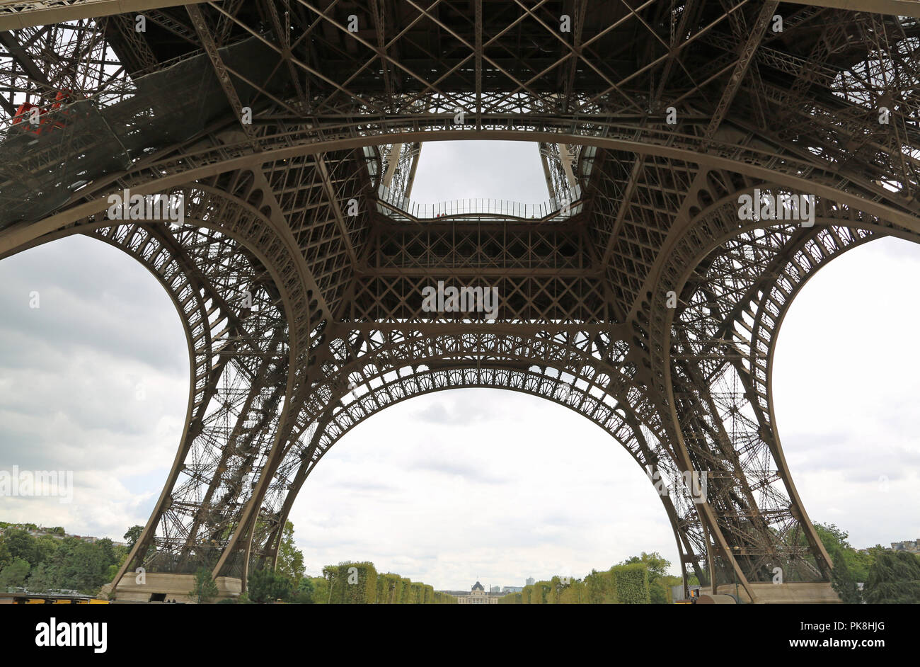 big Eiffel tower from bottom in Paris France Stock Photo - Alamy