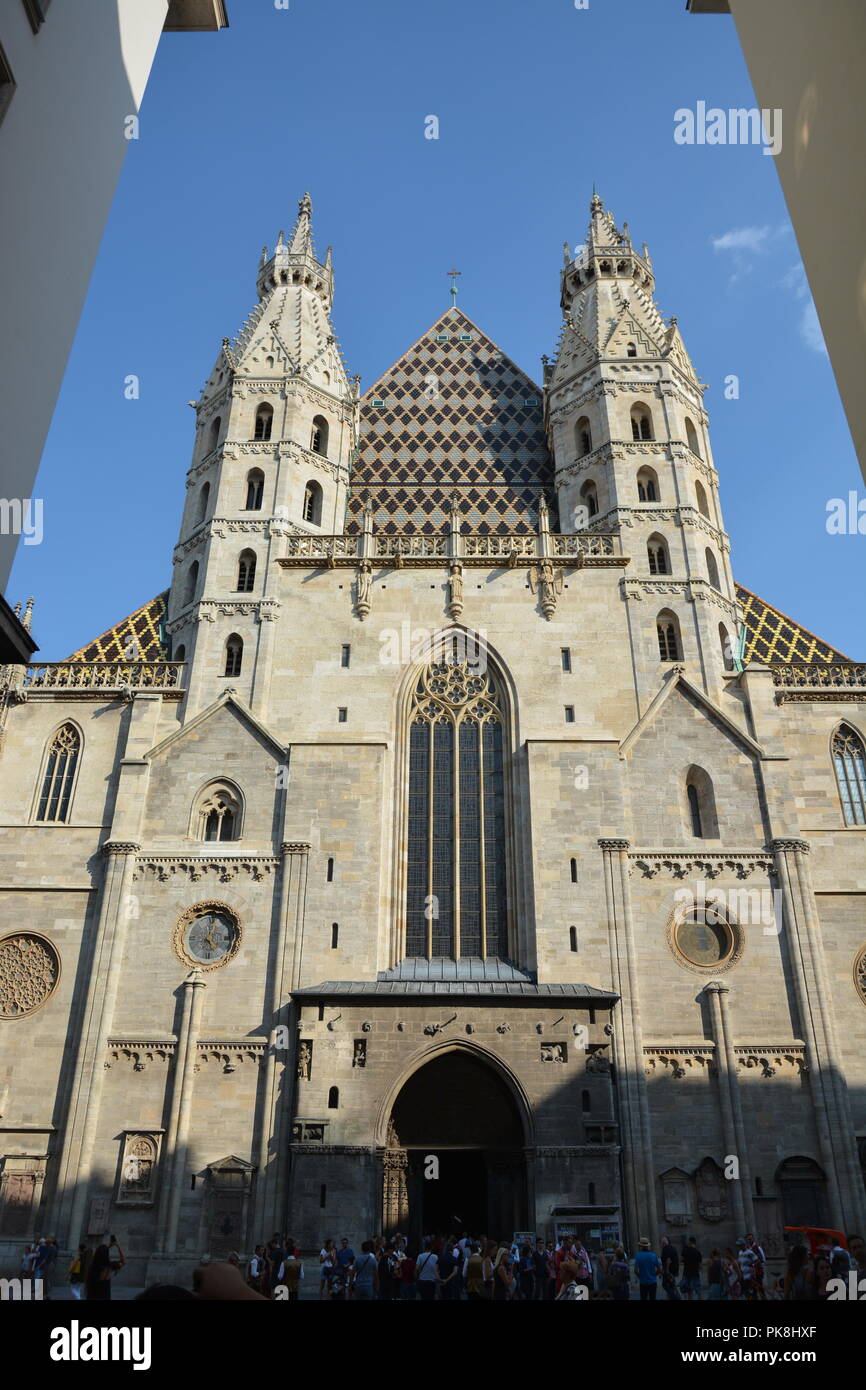 VIENNA, AUSTRIA - 20 AUGUST, 2018: St. Stephen's Cathedral facade ...