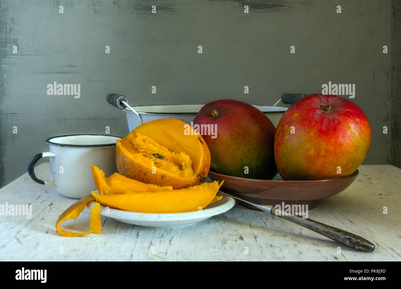still life with mango. vintage. retro Stock Photo - Alamy