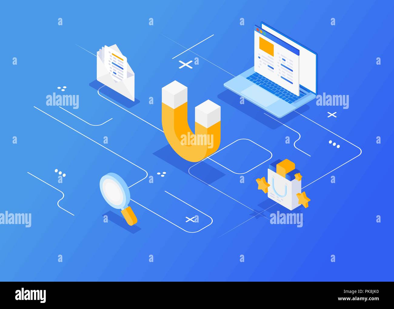 Attracting online customers. Digital inbound marketing Stock Vector ... Attracting online customers. Digital inbound marketing Stock Vector ...