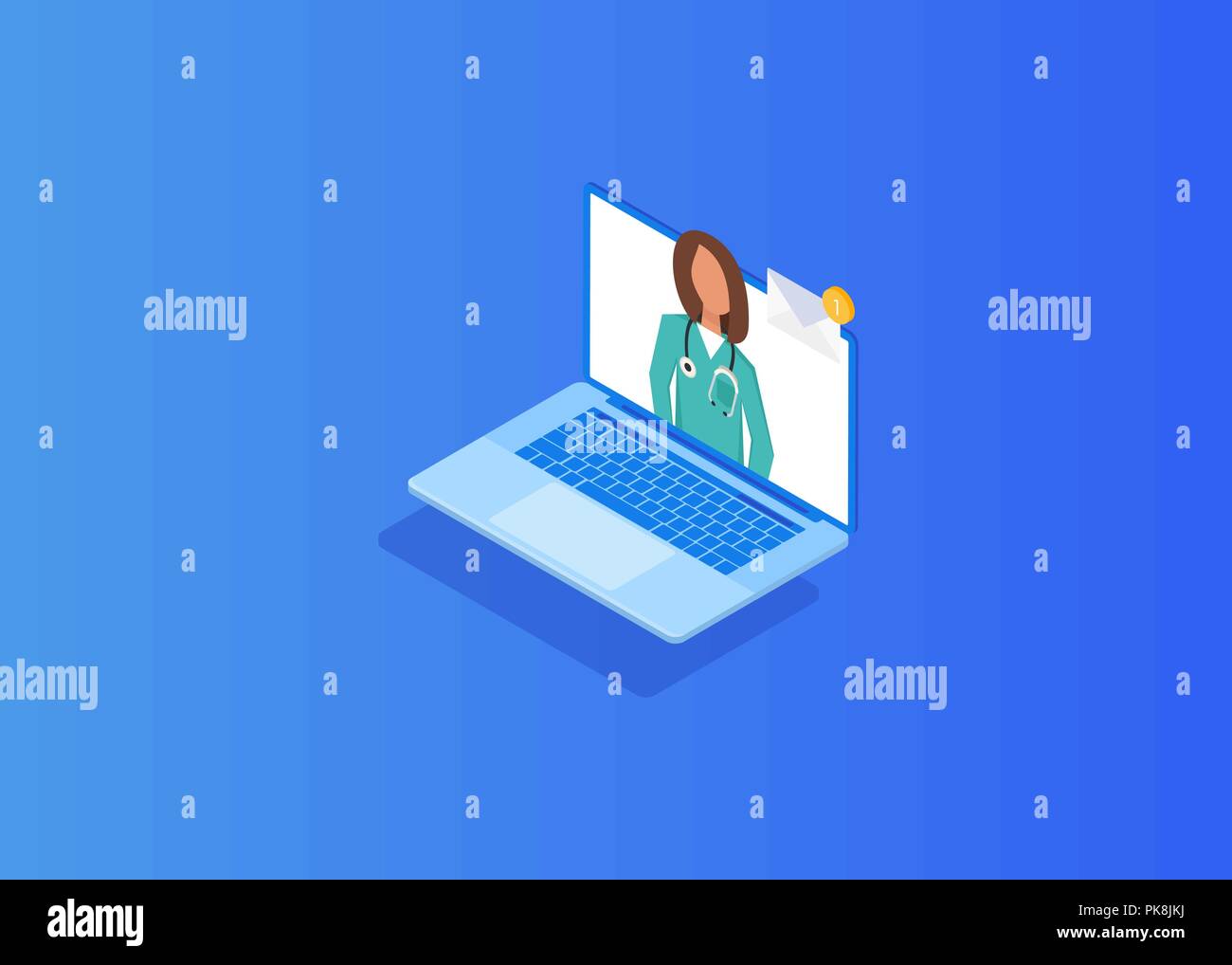 Isometric doctor online concept. Vector design infographic Stock Vector ...