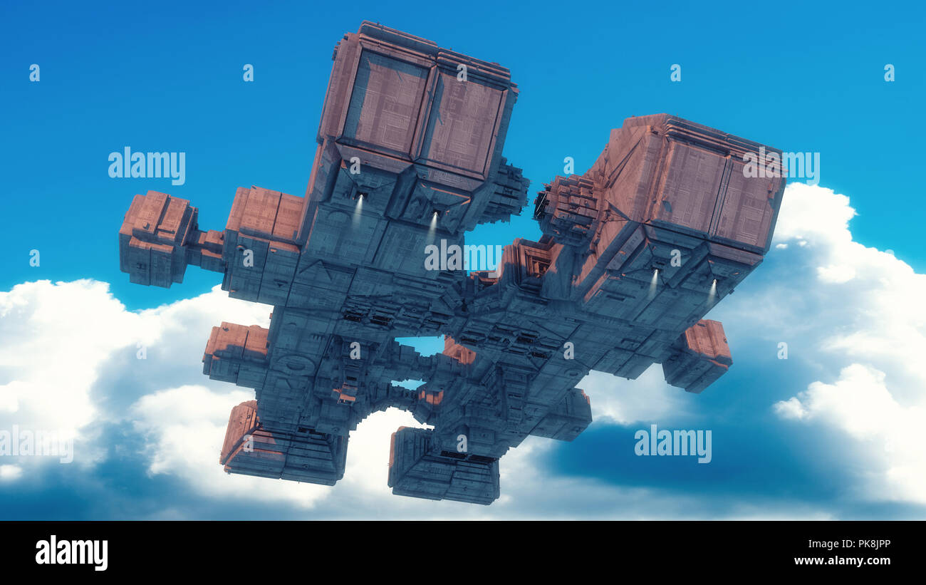 3D rendering. Futuristic alien Spaceship Stock Photo - Alamy