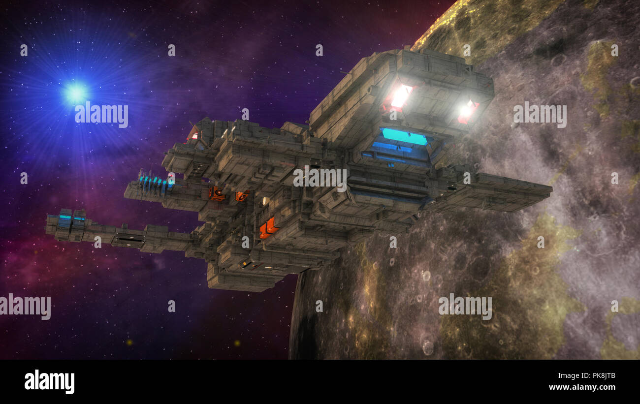 3D rendering. Futuristic alien Spaceship Stock Photo - Alamy