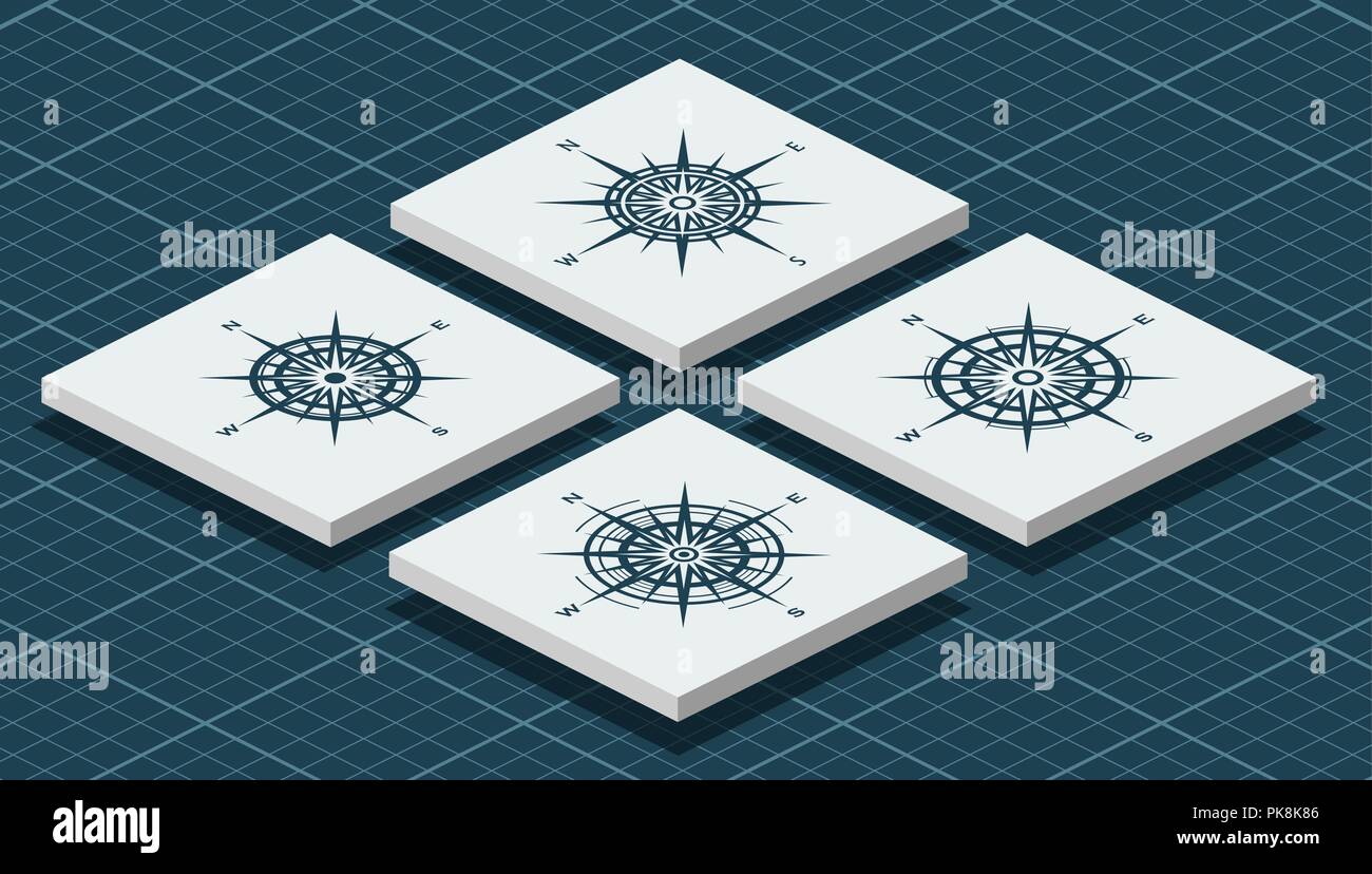 Set of isometric compass roses Stock Vector Image & Art - Alamy