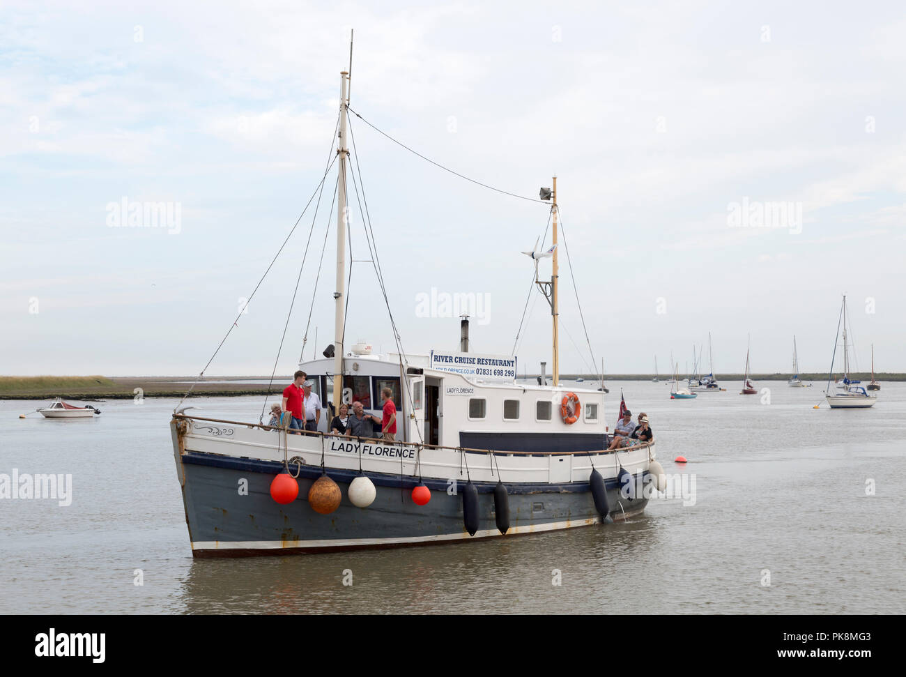 Lady Florence river cruise restaurant boat approaching quay, River Ore ...