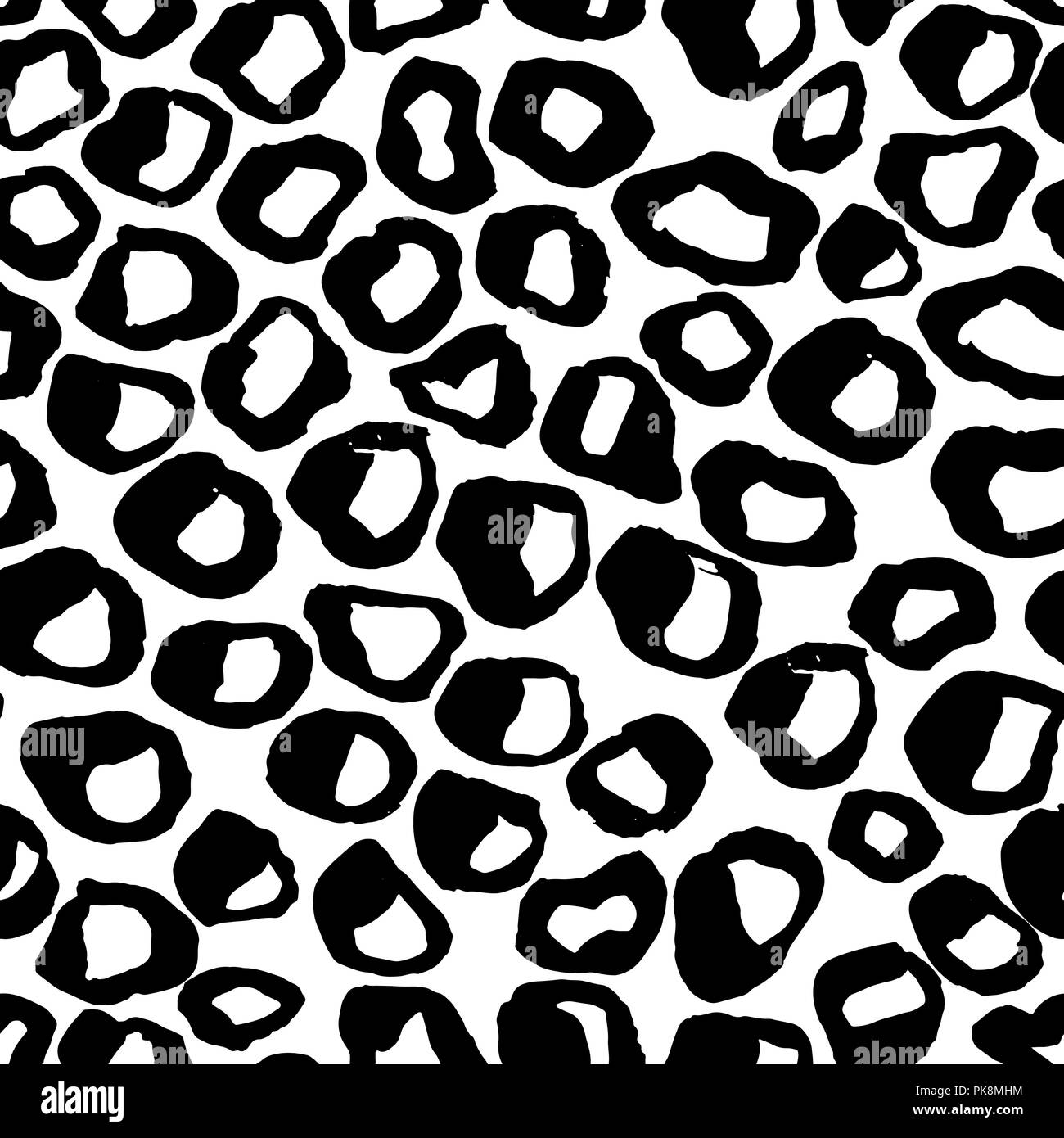 Seamless black and white leopard pattern. Animal skin grunge texture ...