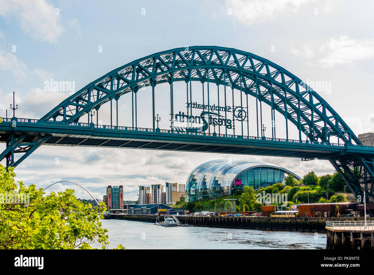 NEWCASTLE UPON TYNE, United Kingdom - August 27 2018: Tyne Bridge along ...