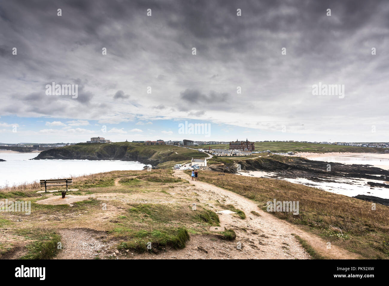 A view of Newquay from Towan Head in Cornwall Stock Photo - Alamy