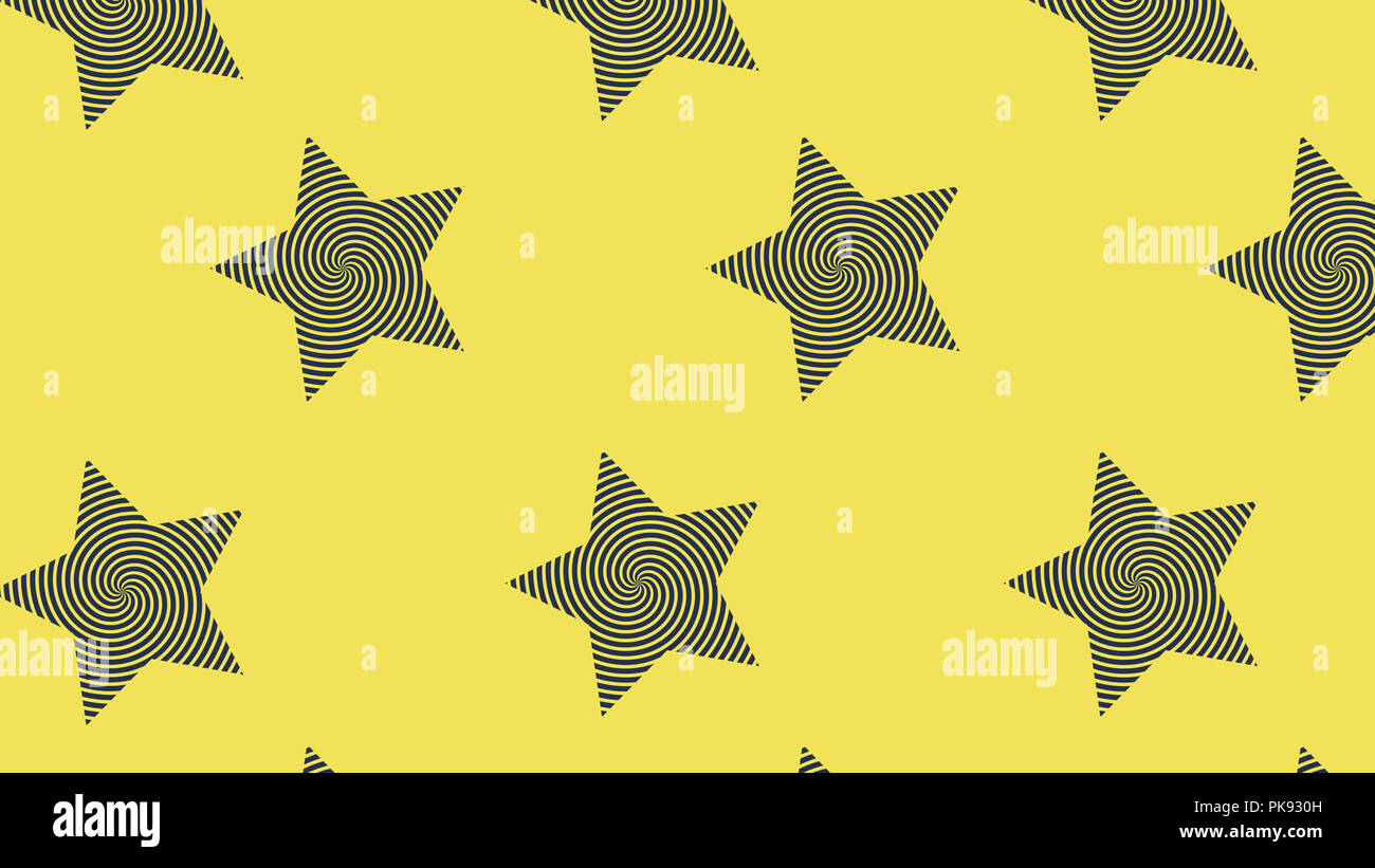 Star with spiral lines textures pattern on yellow background Stock ...