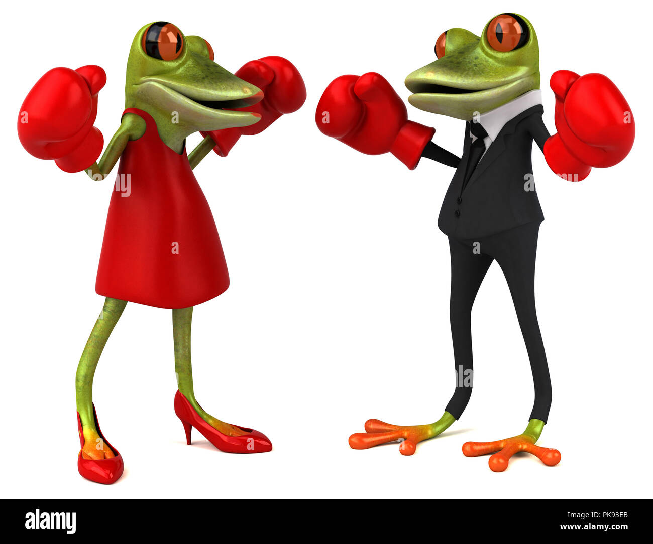 Fun frogs fighting - 3D Illustration Stock Photo - Alamy