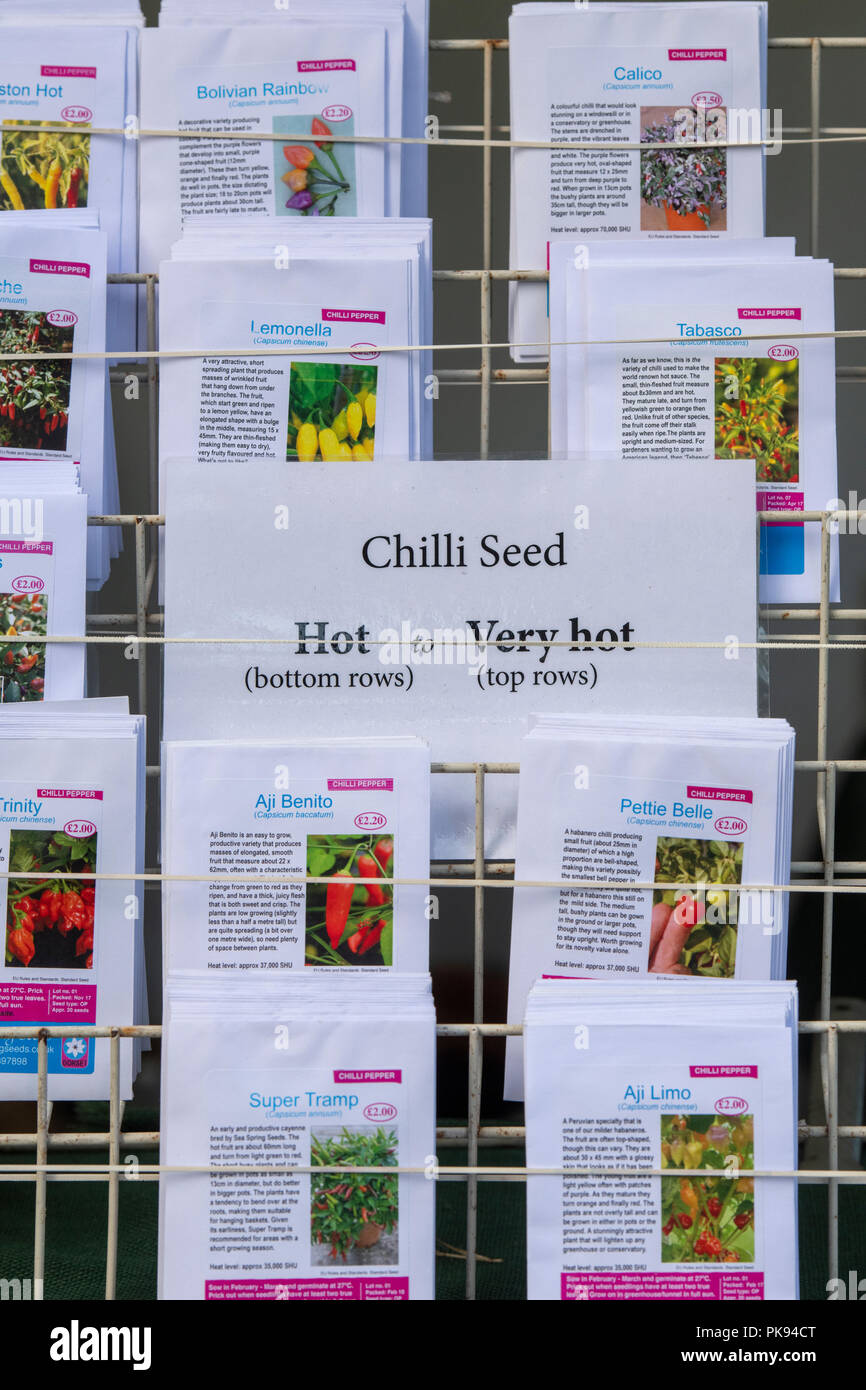 Capsicum. Hot to Very hot seed packets Stock Photo - Alamy