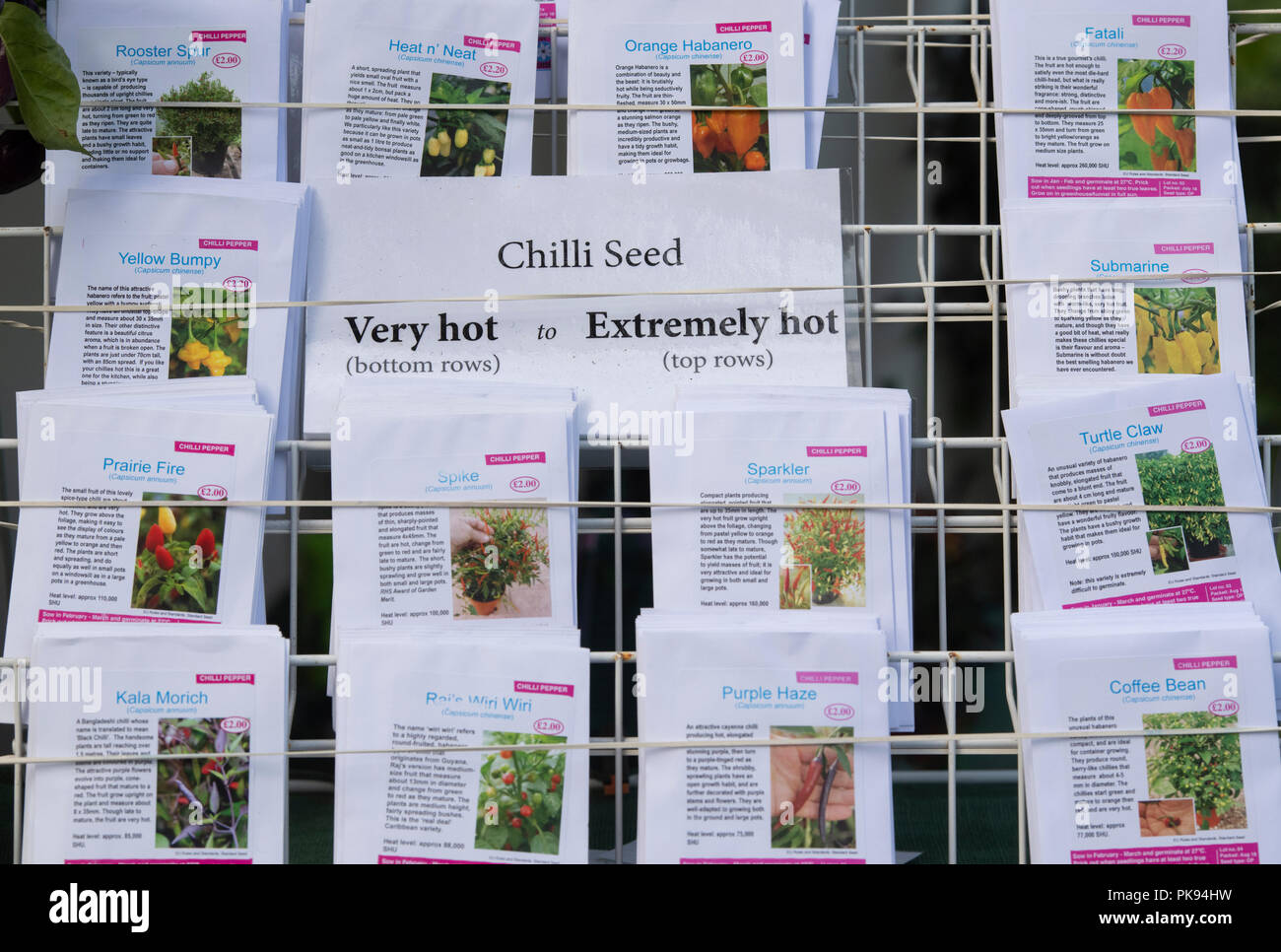 Capsicum. Very hot to extremely hot Chilli seed packets Stock Photo - Alamy