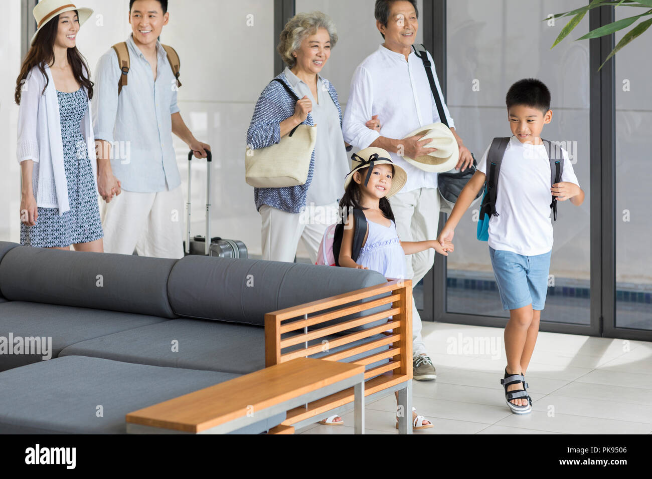 Happy family on vacation Stock Photo - Alamy