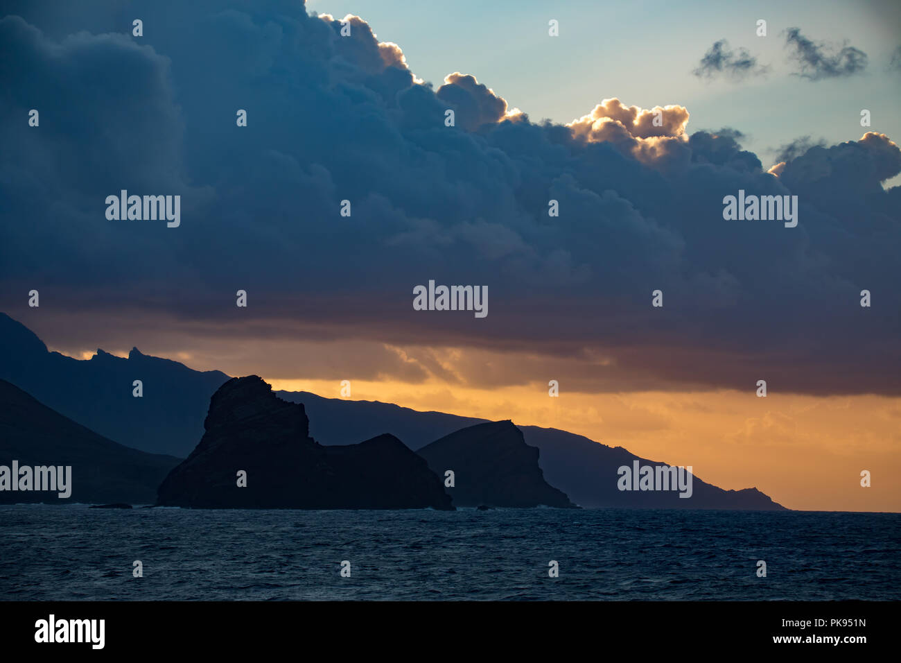 Sunrise over Ua Huka island in the Marquesas of French Polynesia Stock ...