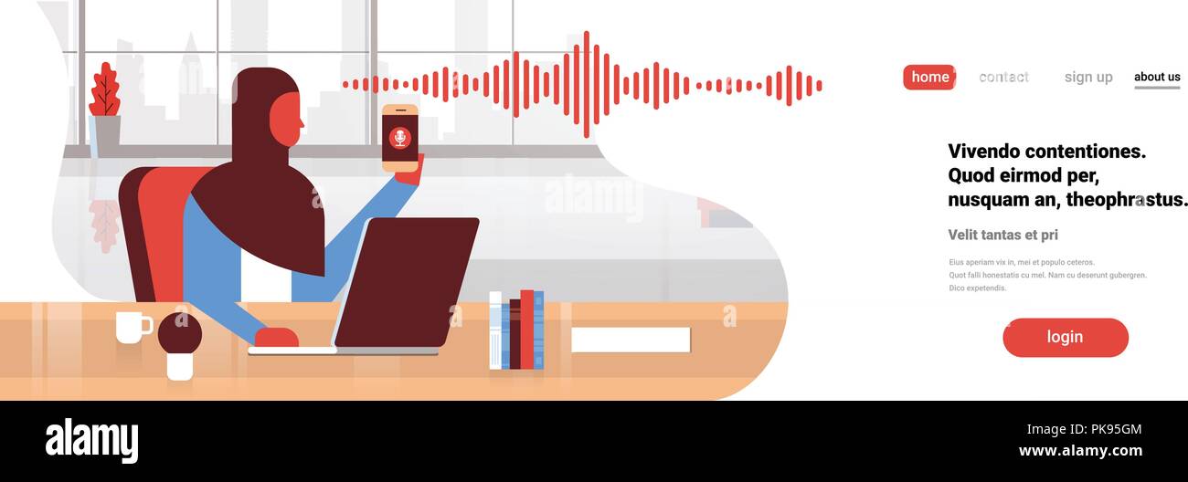 arabic businesswoman hold phone intelligent voice personal assistant ... arabic businesswoman hold phone intelligent voice personal assistant ...