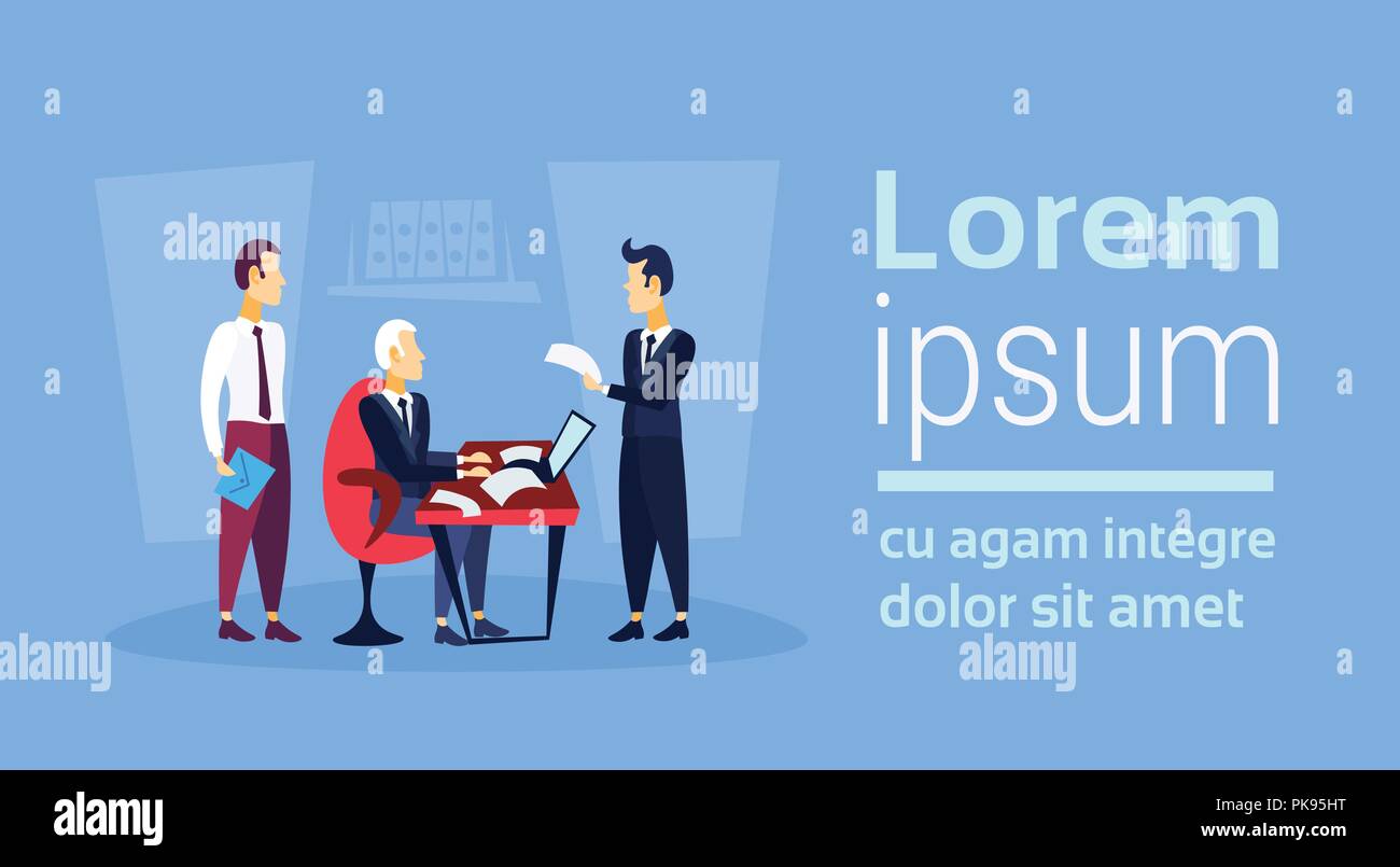 businessman sitting workplace business interview concept boss employee ...