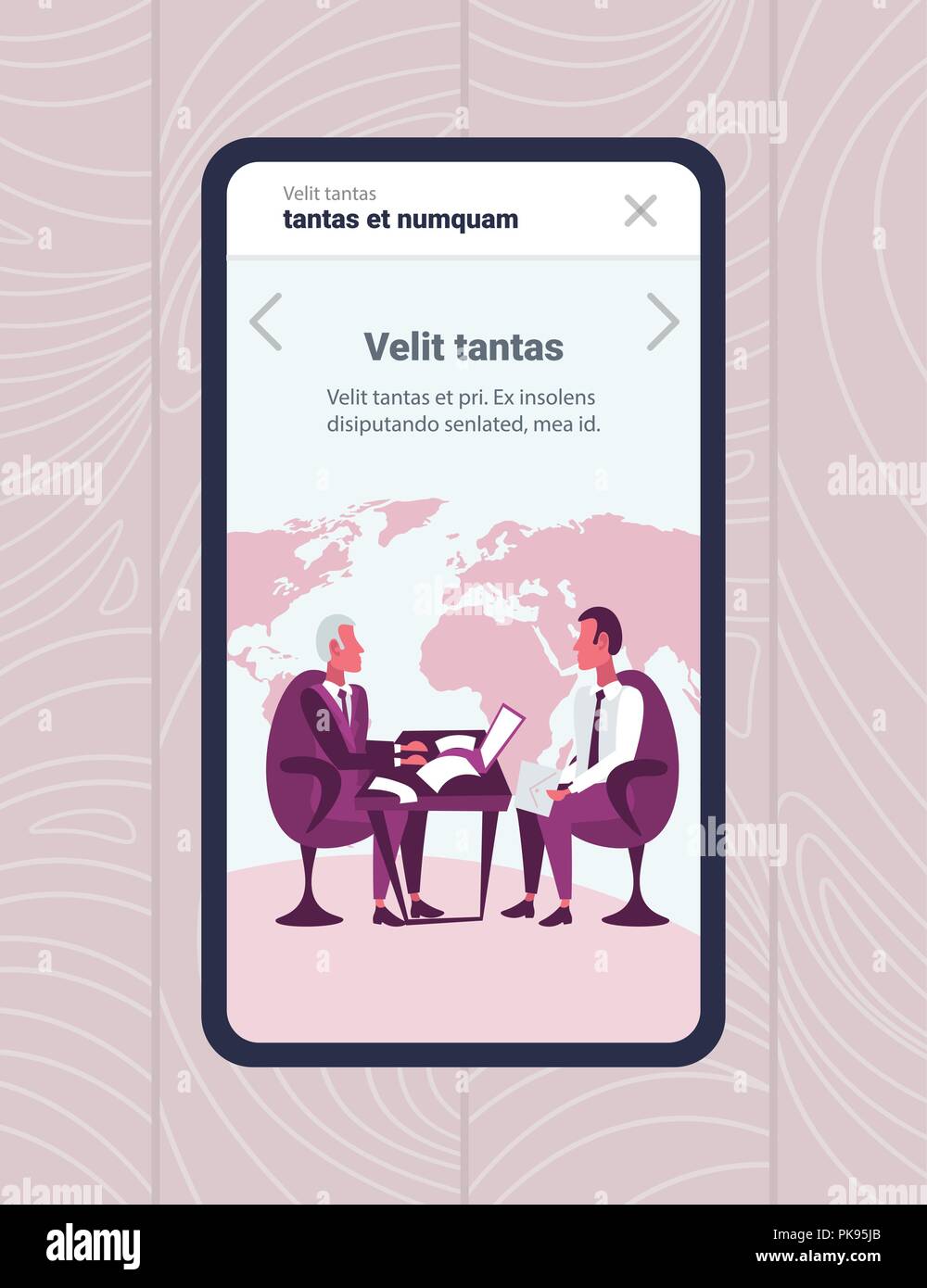 mobile app screen businessmen sitting workplace online business ...