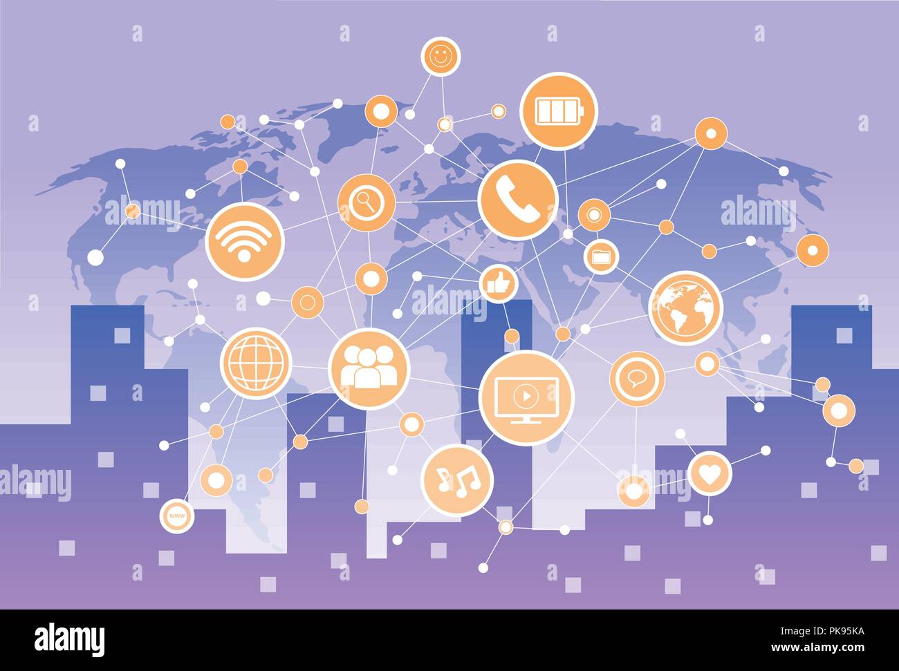 social media icon online international network communication connection ...