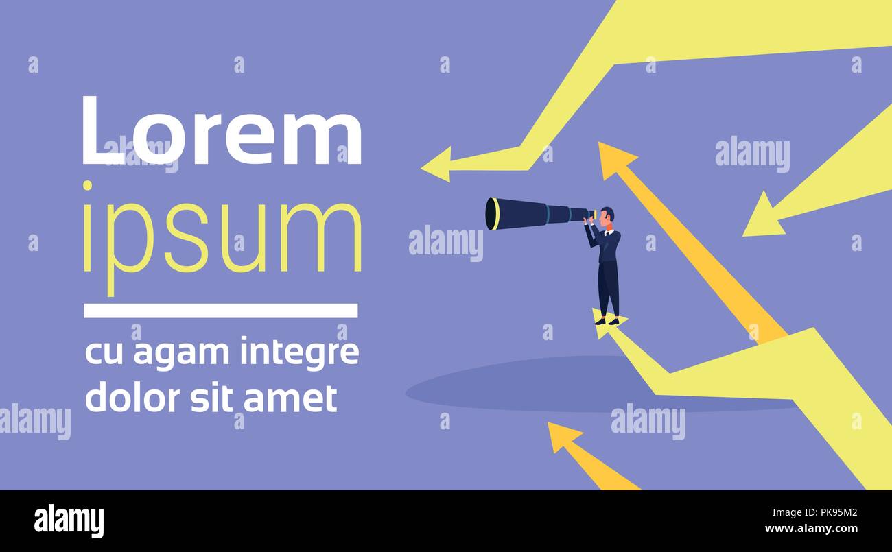 businessman looking binocular business vision concept arrow successful ...