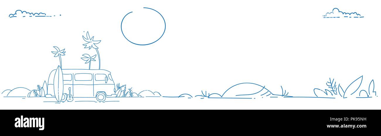 surf bus sunset tropical beach retro surfing vintage summer vacation ...