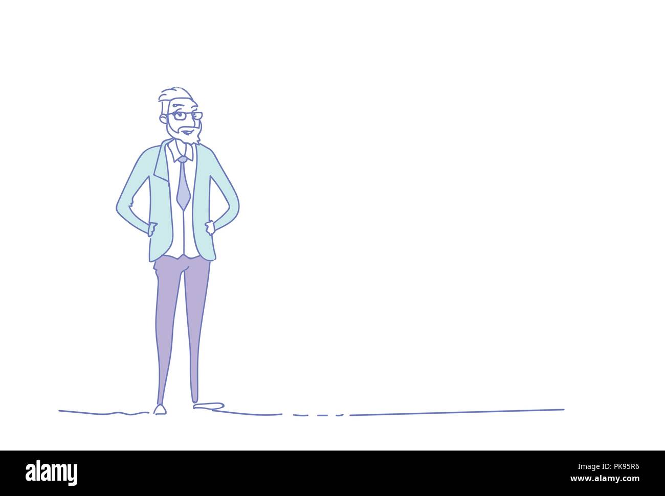 senior businessman standing pose hand drawn male character business man ...