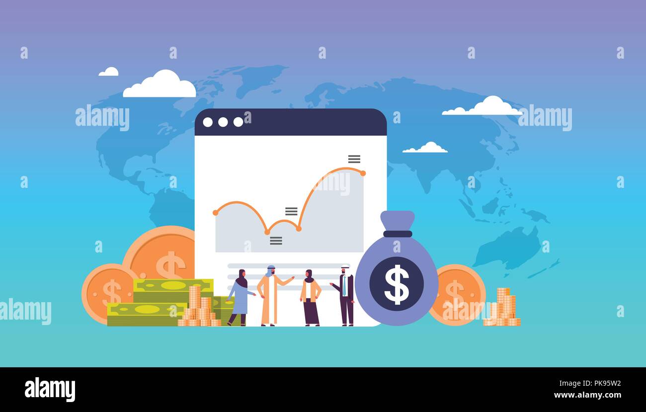 online banking money graph growth wealth concept dollar coin arabic ...