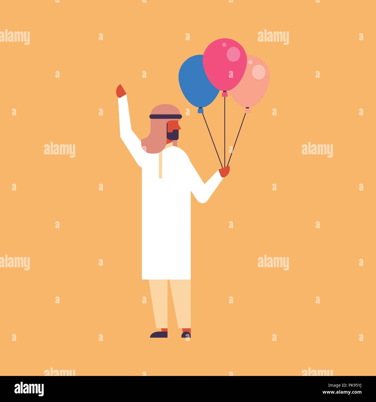 arabic businessman holding balloons celebrating event concept freedom ...