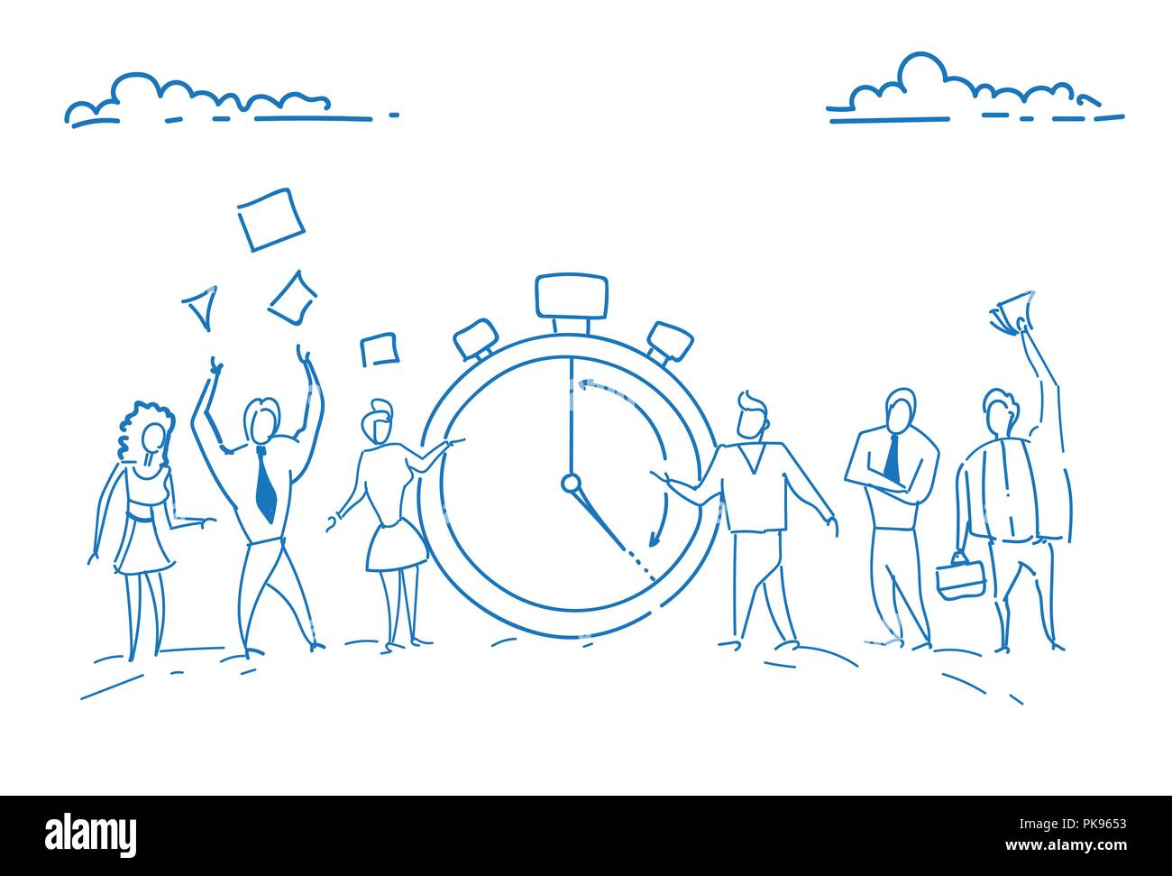 Flat hand drawn businesswoman Cut Out Stock Images & Pictures - Alamy