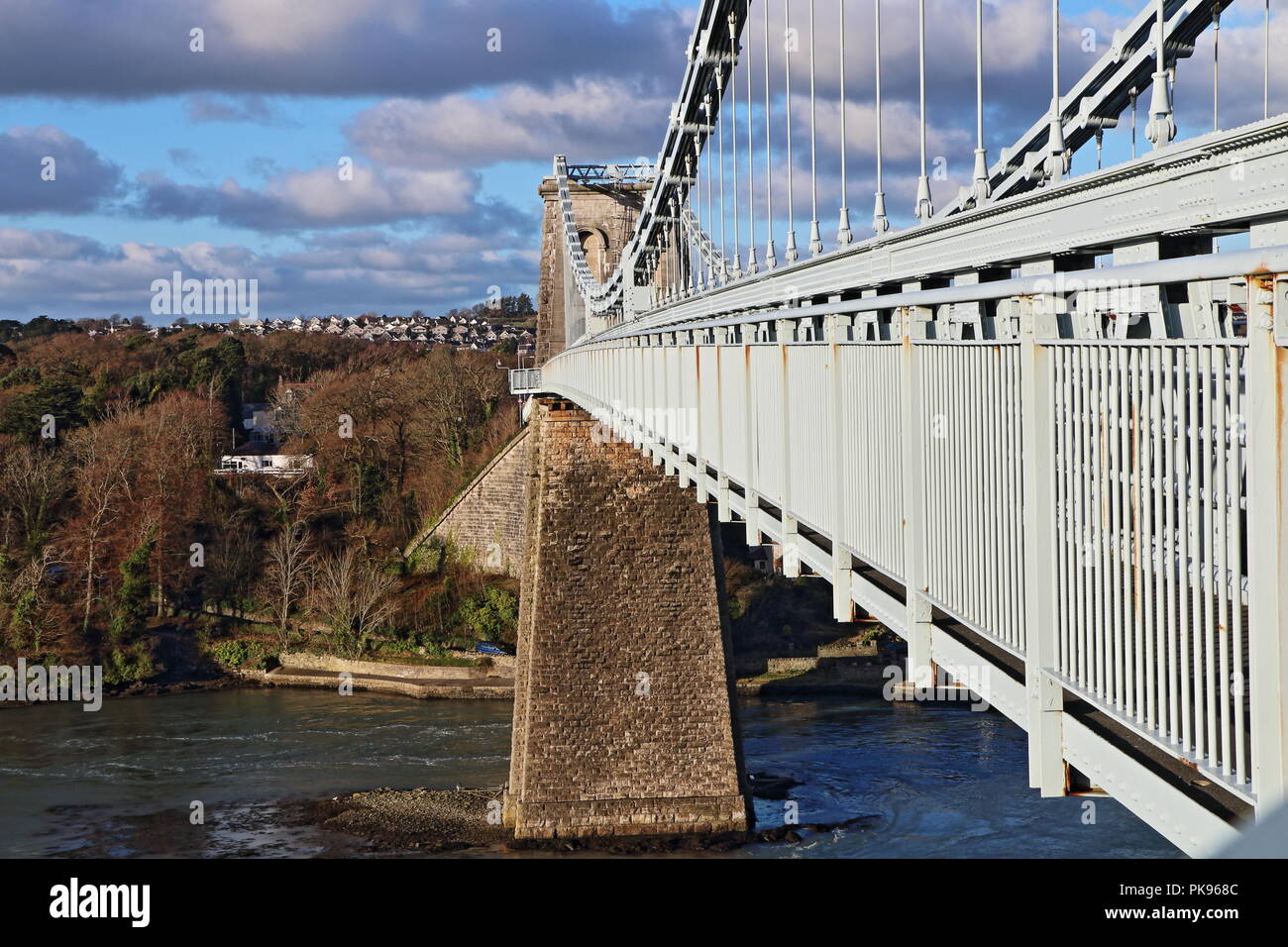Menai Suspension Bridge, Anglesey, North Wales, United Kingdom Stock ...