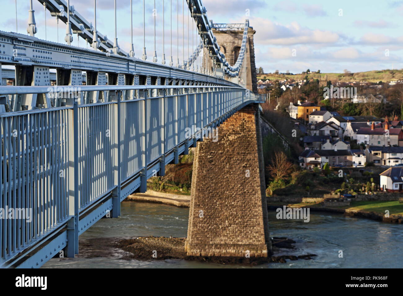 Menai Suspension Bridge, Anglesey, North Wales, United Kingdom Stock ...