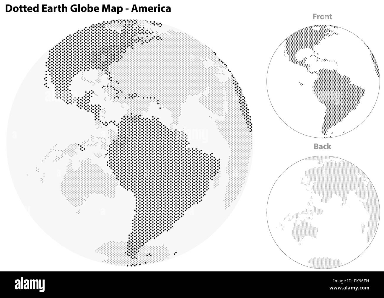 Dotted Earth Globe with Central View of America Stock Vector Image ...