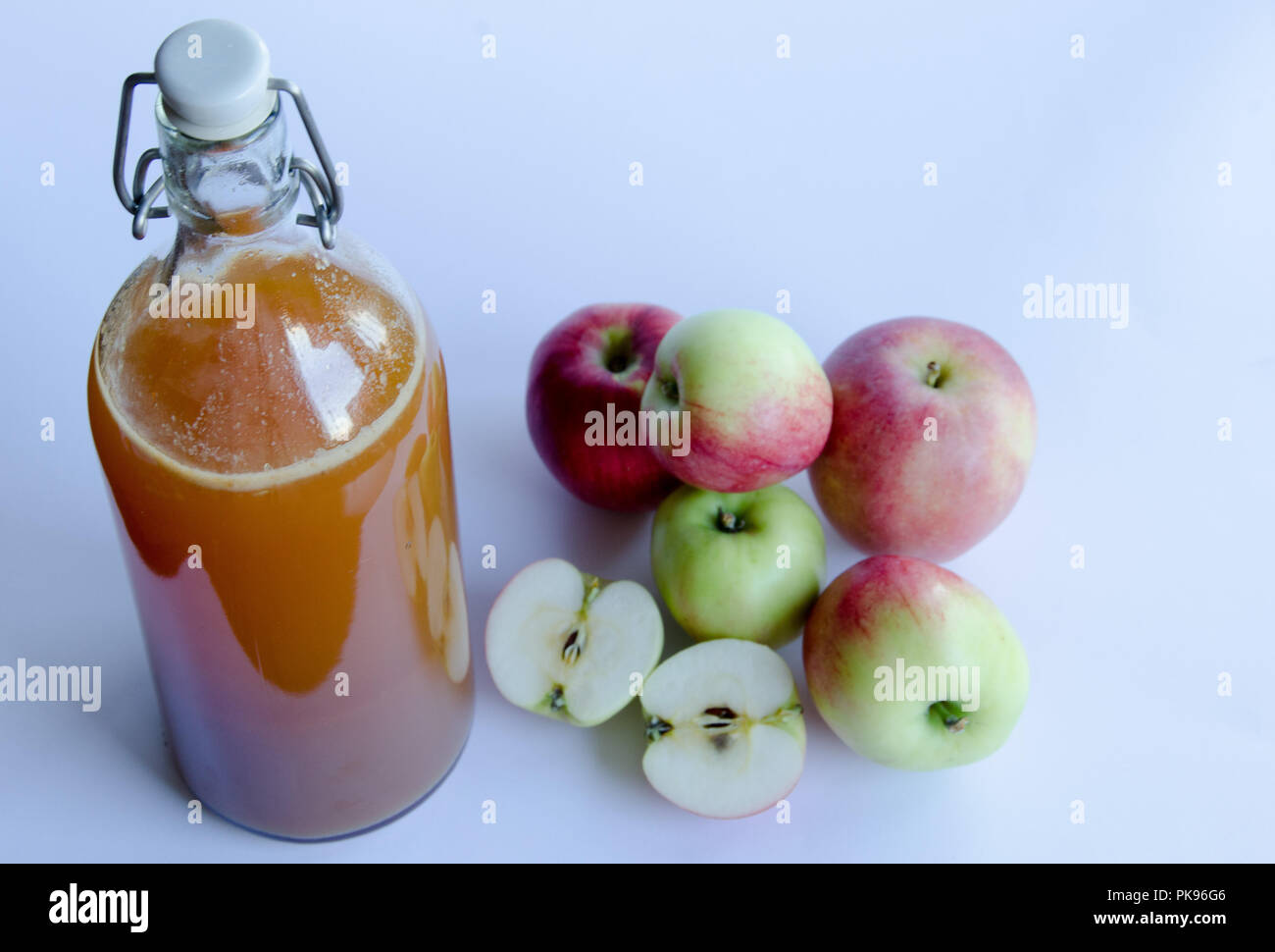 Apple sap with the main ingredient on a white background Stock Photo ...