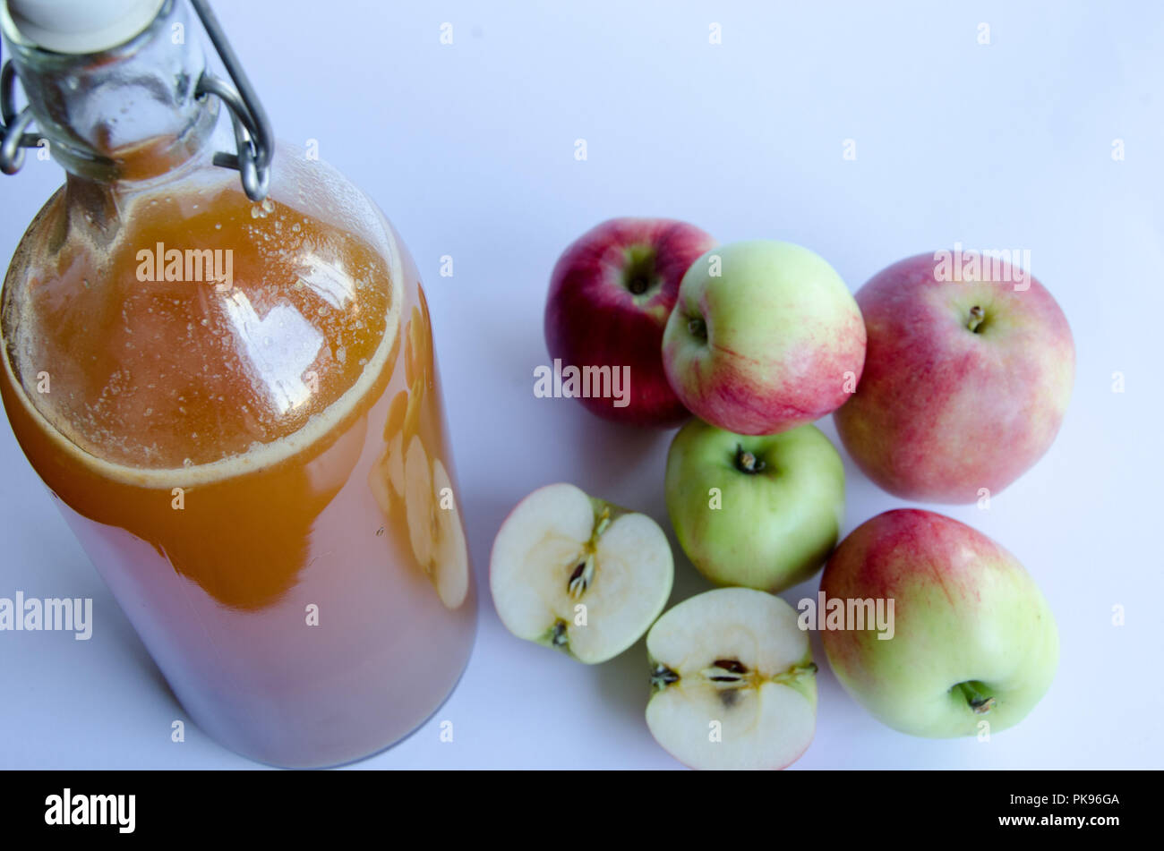 Apple sap with the main ingredient on a white background Stock Photo ...