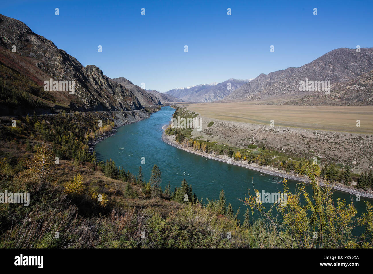 View of Katun river in Altai Mountains at Altai Republic, Russia Stock ...