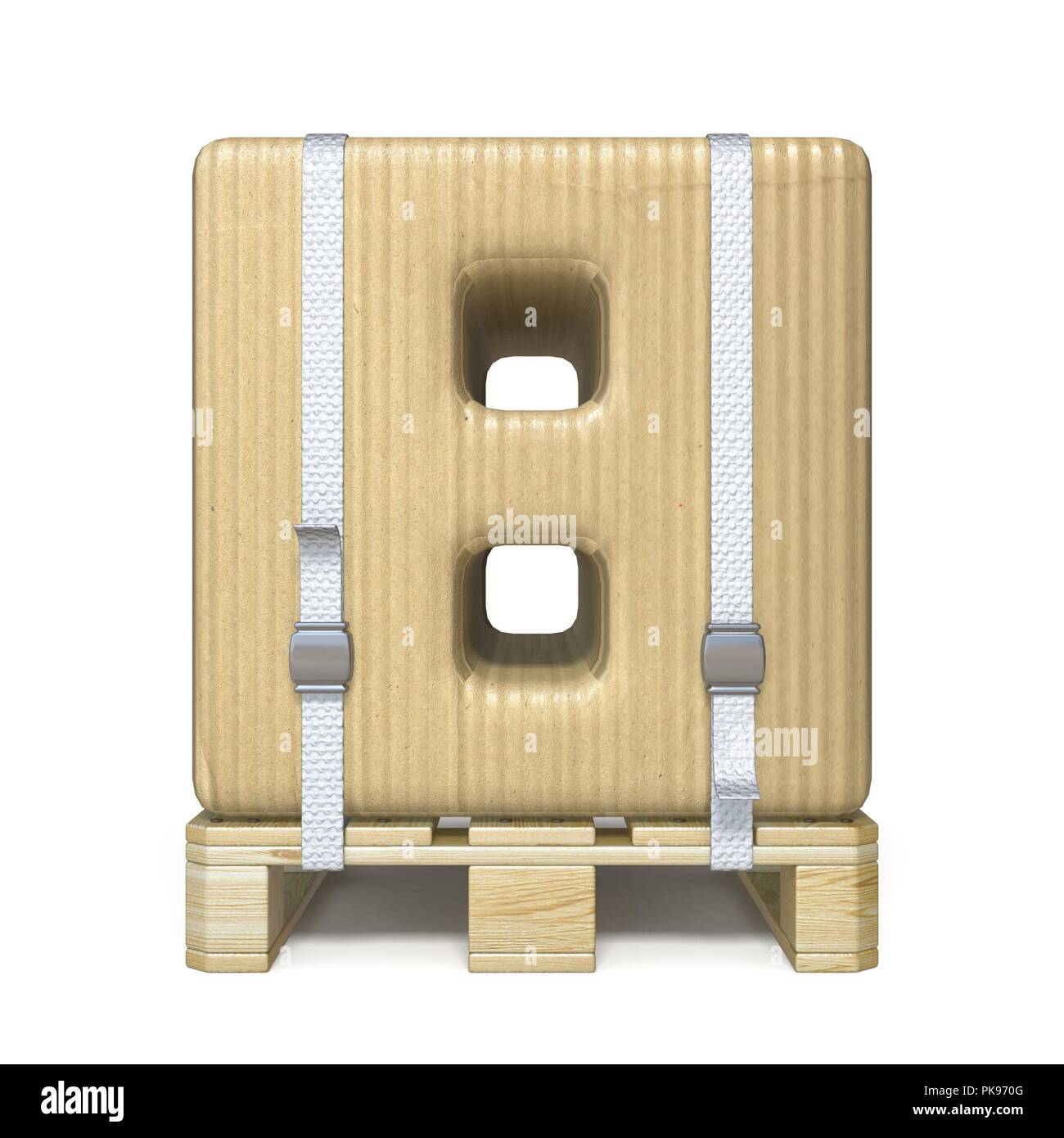 Cardboard box font Number 8 EIGHT on wooden pallet 3D render ...