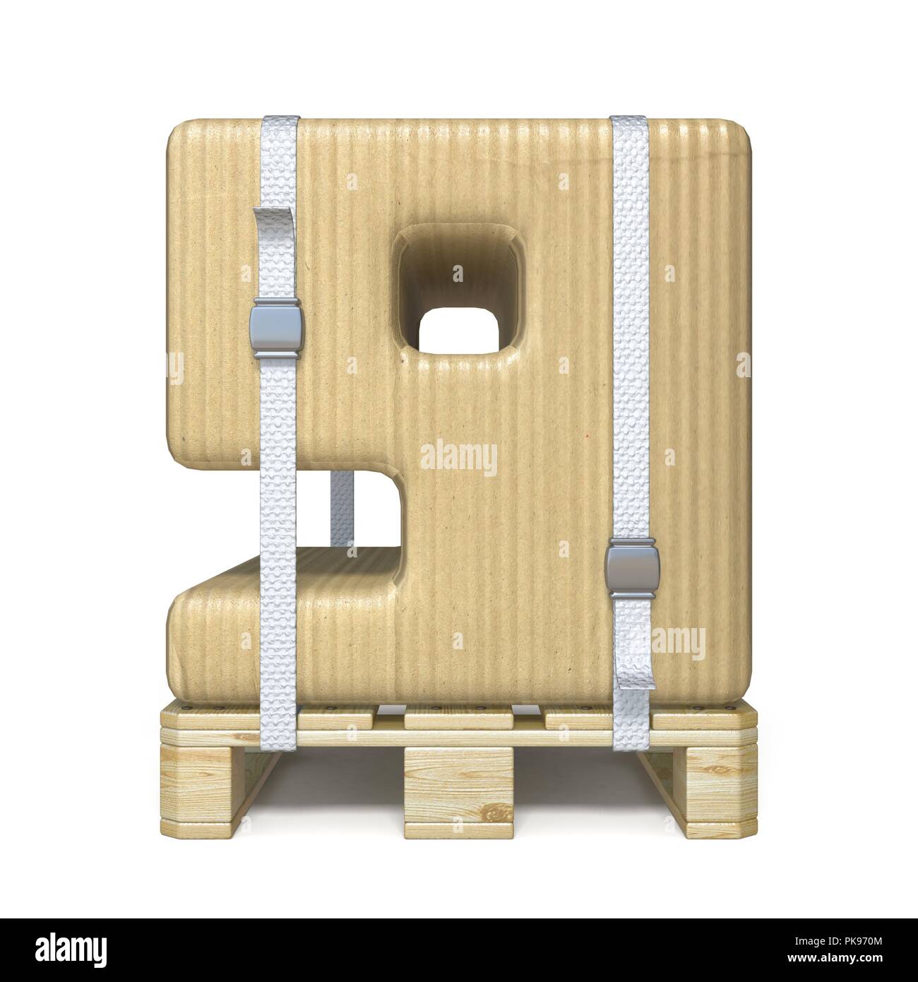 Cardboard box font Number 9 NINE on wooden pallet 3D render ...