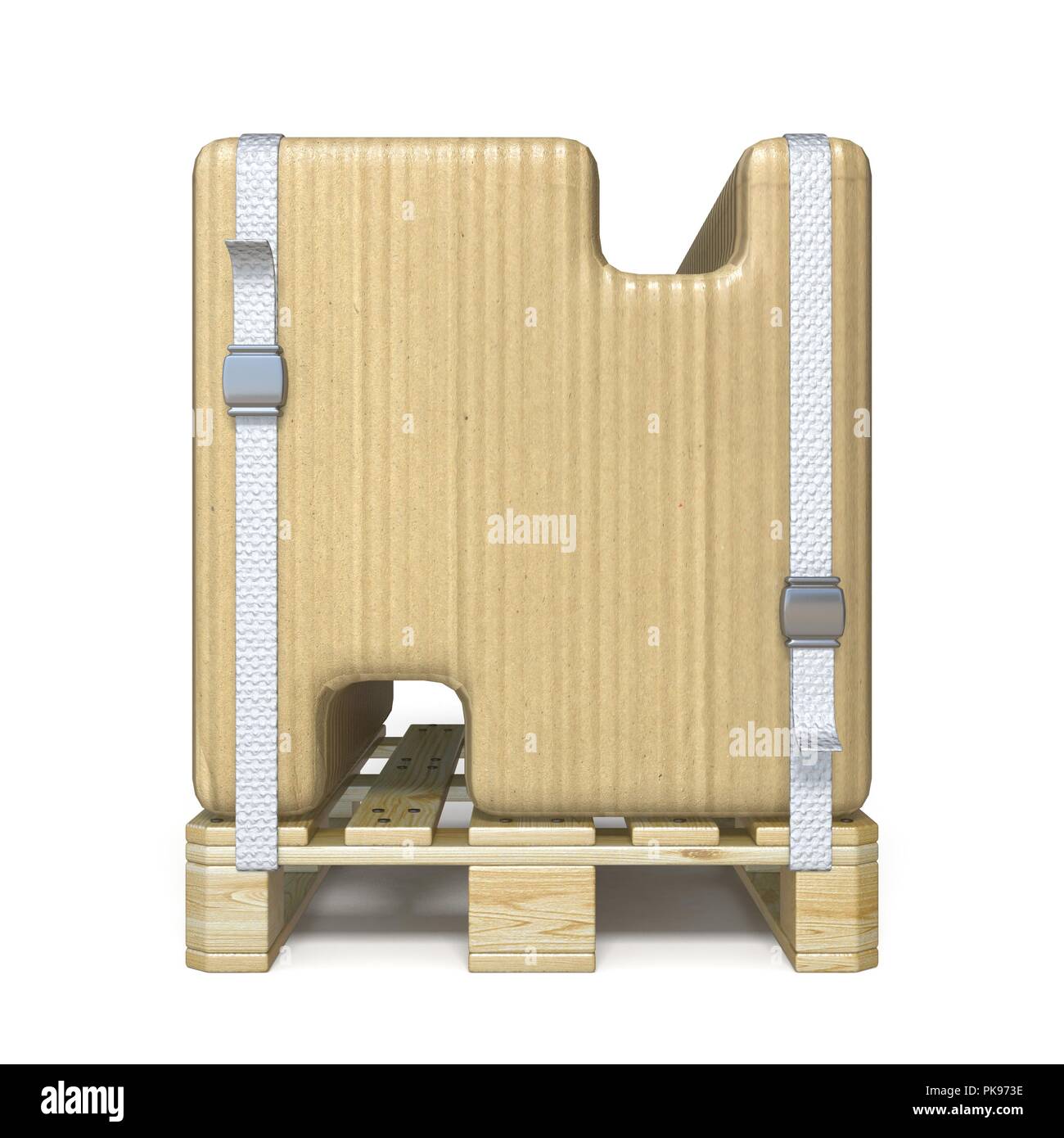 Cardboard box font Letter N on wooden pallet 3D render illustration ...