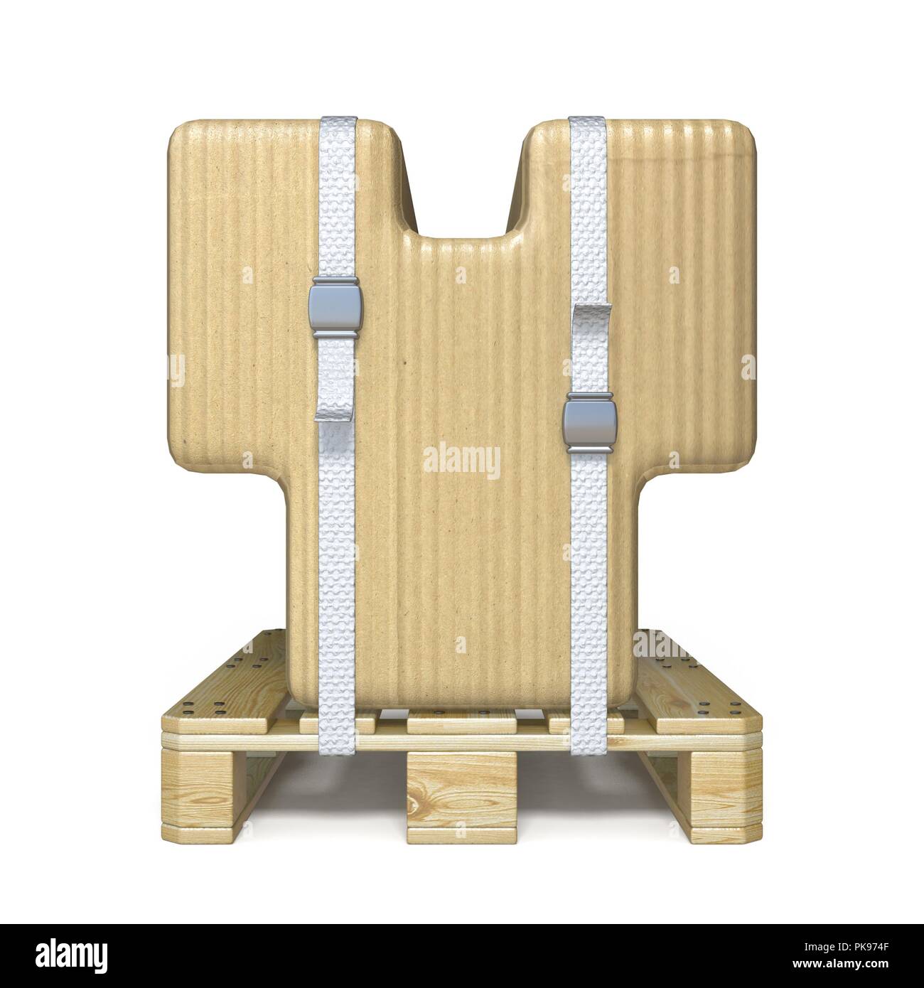 Cardboard box font Letter Y on wooden pallet 3D render illustration ...