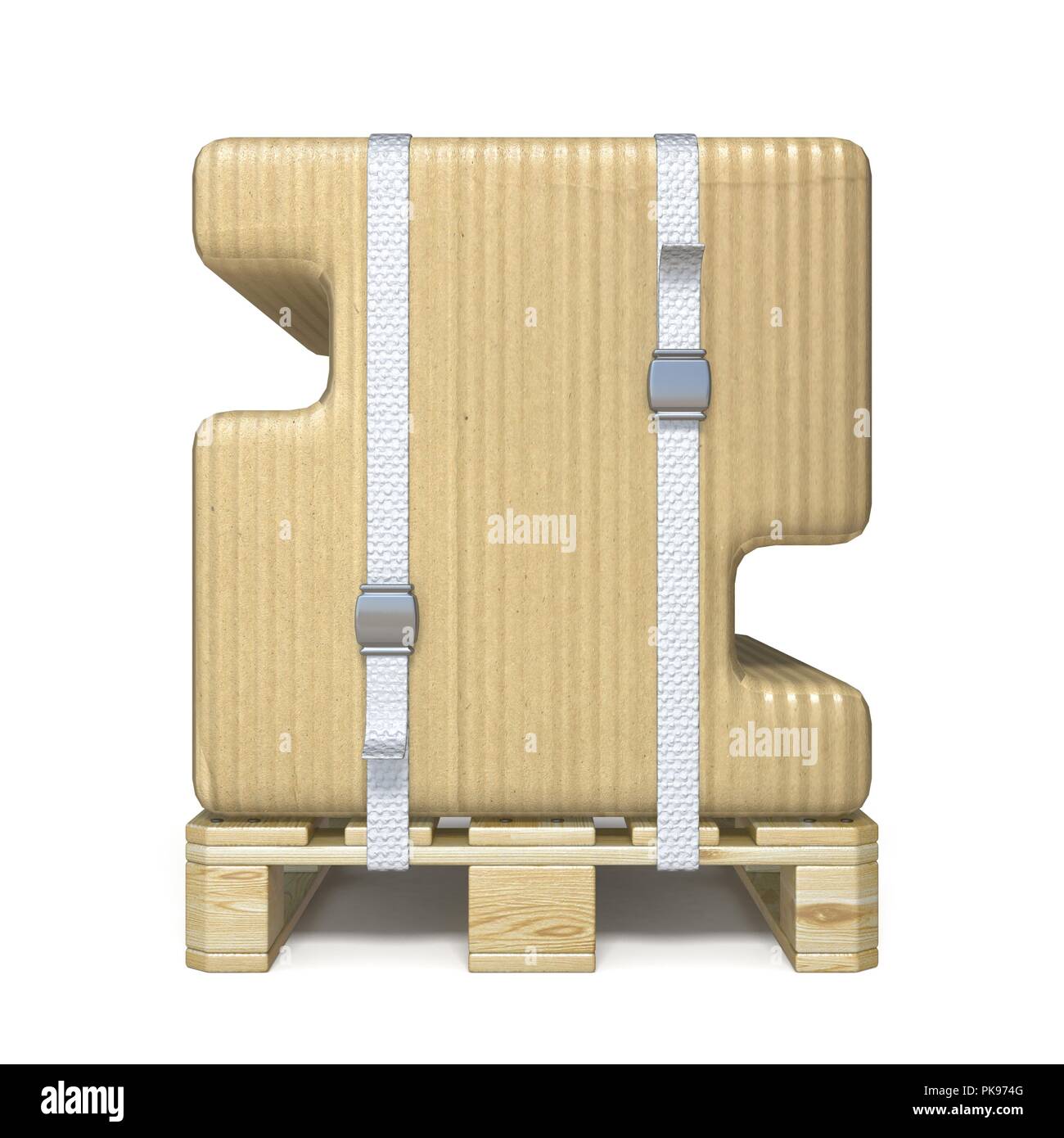 Cardboard box font Letter Z on wooden pallet 3D render illustration ...