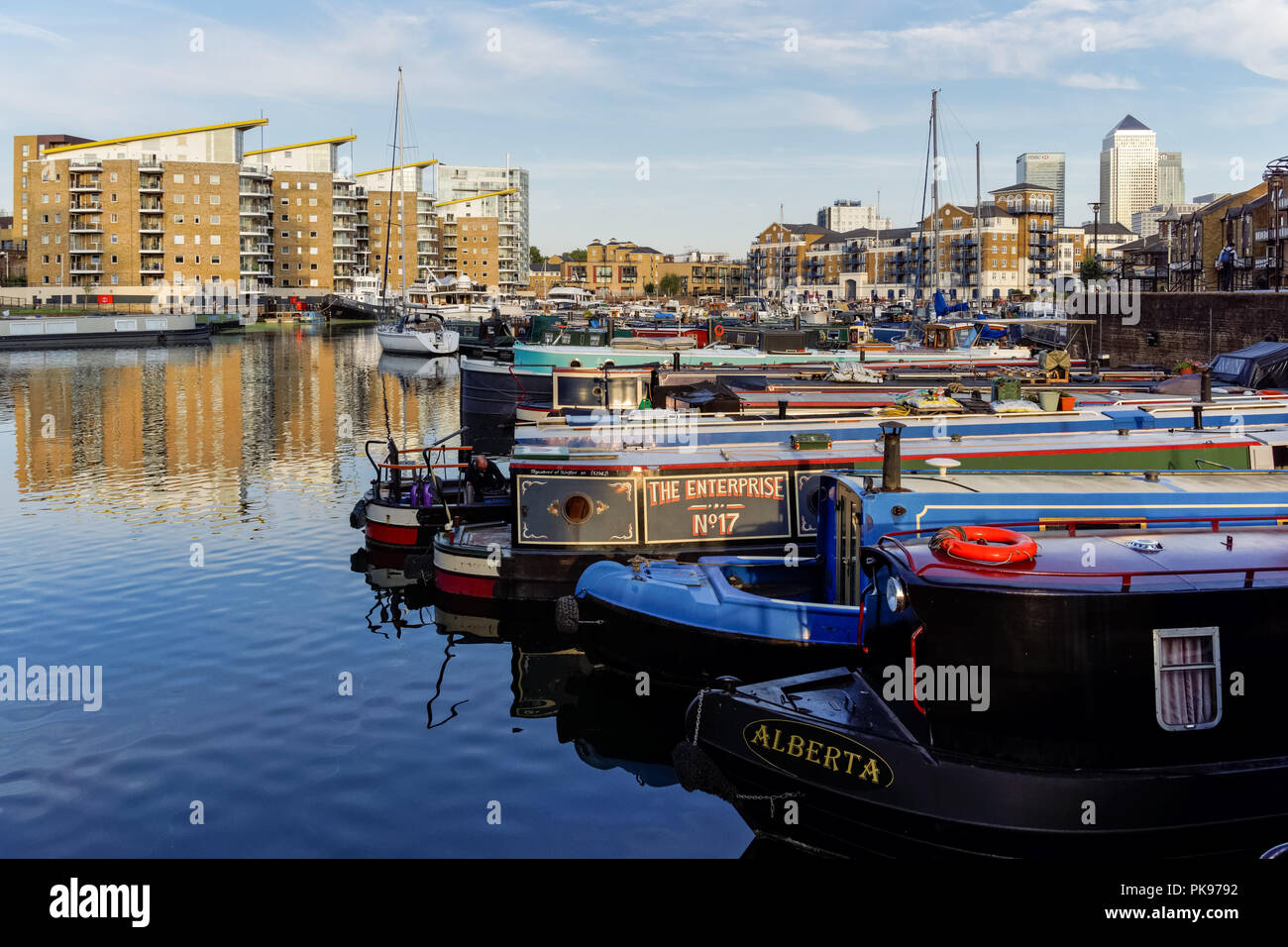Houseboats at the Limehouse Basin in London, England United Kingdom UK ...