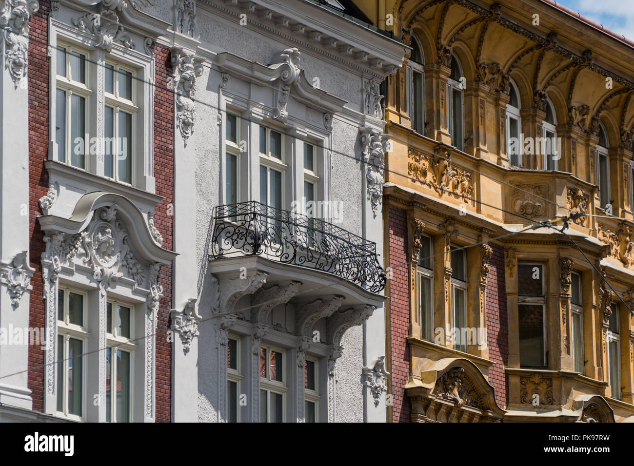 OPAVA, CZECH REPUBLIC Old town. Beautiful house, classic european ...