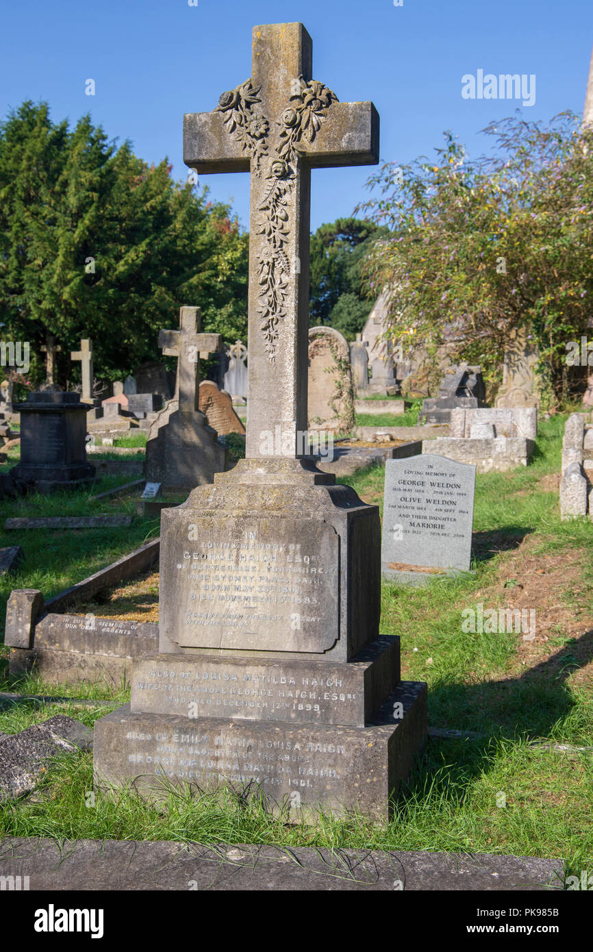 The Grave of George Haigh 1883 at Locksbrook Cemetery, Bath Stock Photo ...