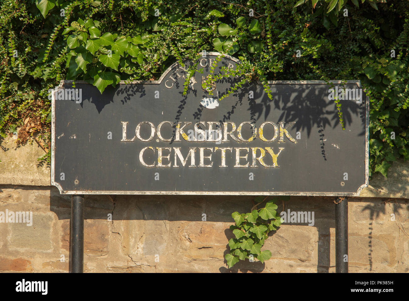 Sign at Locksbrook Cemetery, Bath Stock Photo - Alamy