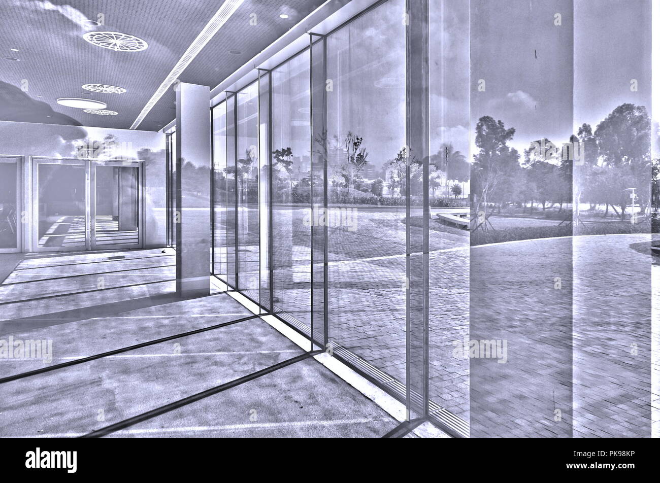 Light, glass and reflection in a building with modern architecture ...