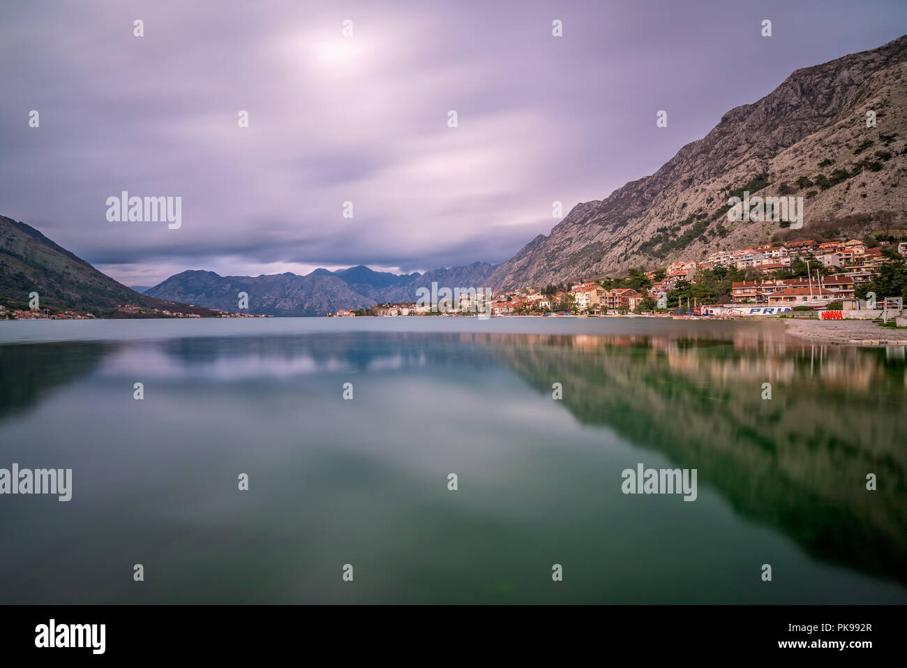 View the beautiful Kotor Bay as seen from Kotor town shore, Montenegro ...