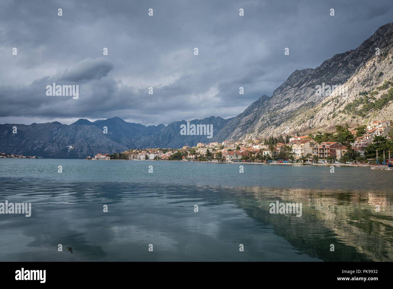 View the beautiful Kotor Bay as seen from Kotor town shore, Montenegro ...