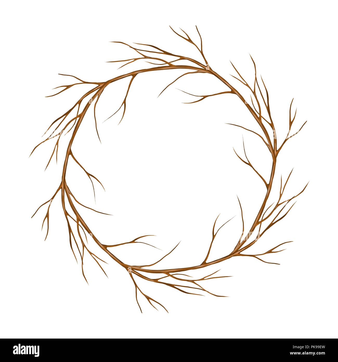 Tree branches wreath. Isolated on white background Stock Photo - Alamy