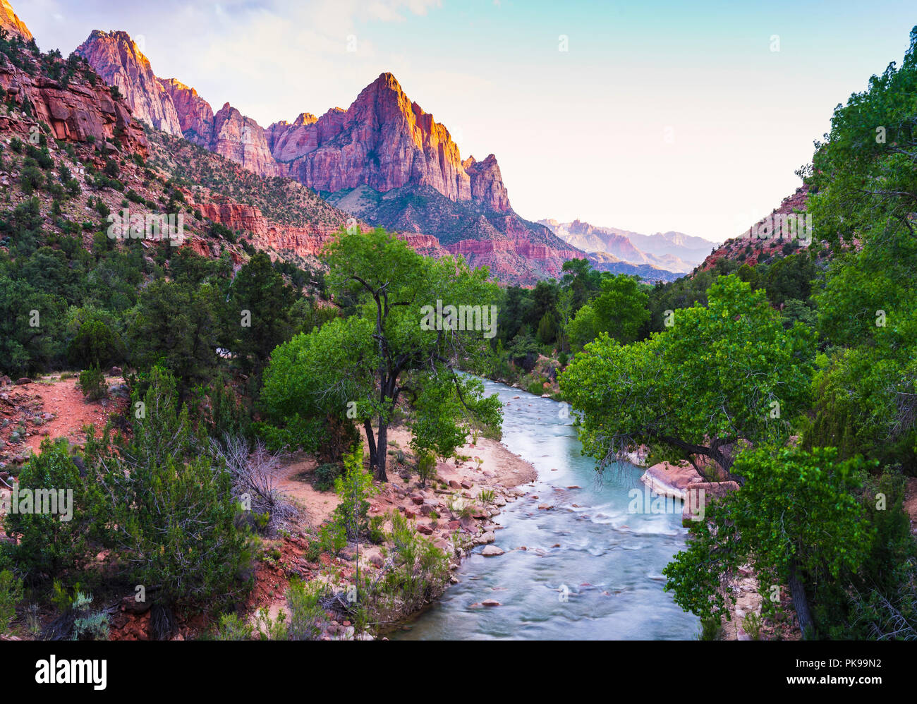 beautiful Zion national park at sunset,utah,usa Stock Photo - Alamy